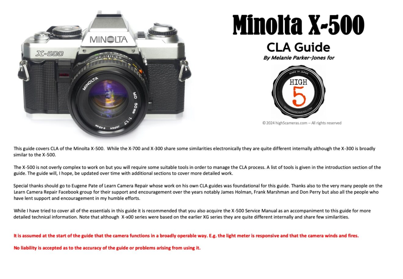 Minolta X-500 Service Manual